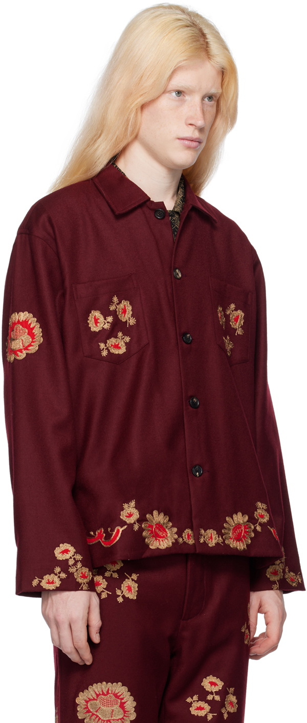 Bode Burgundy Rococo Shirt Bode