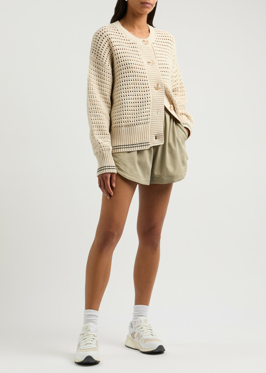 Varley Kris Open-knit Cotton Cardigan Cream Varley