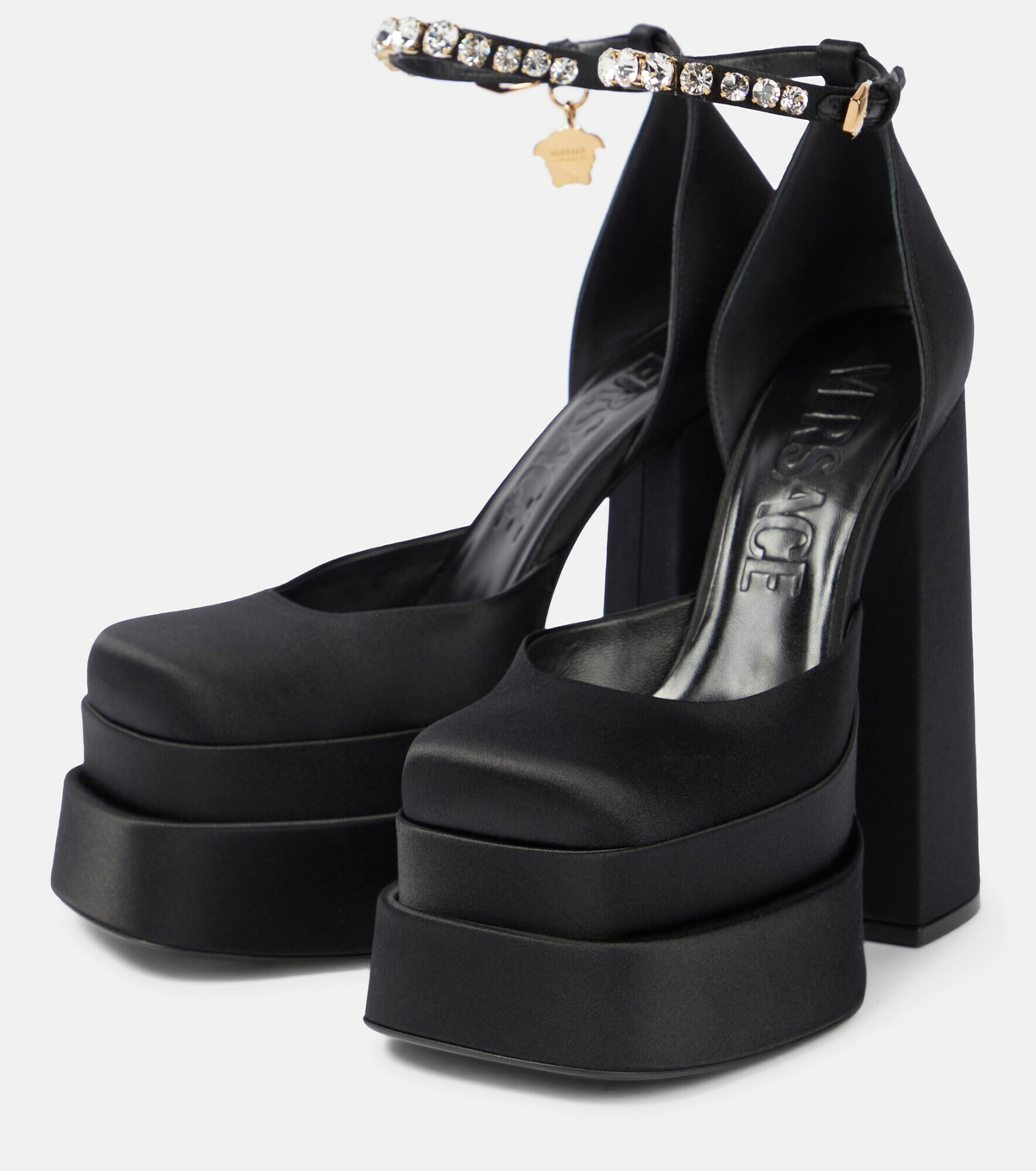Versace - Medusa Aevitas satin platform pumps Versace
