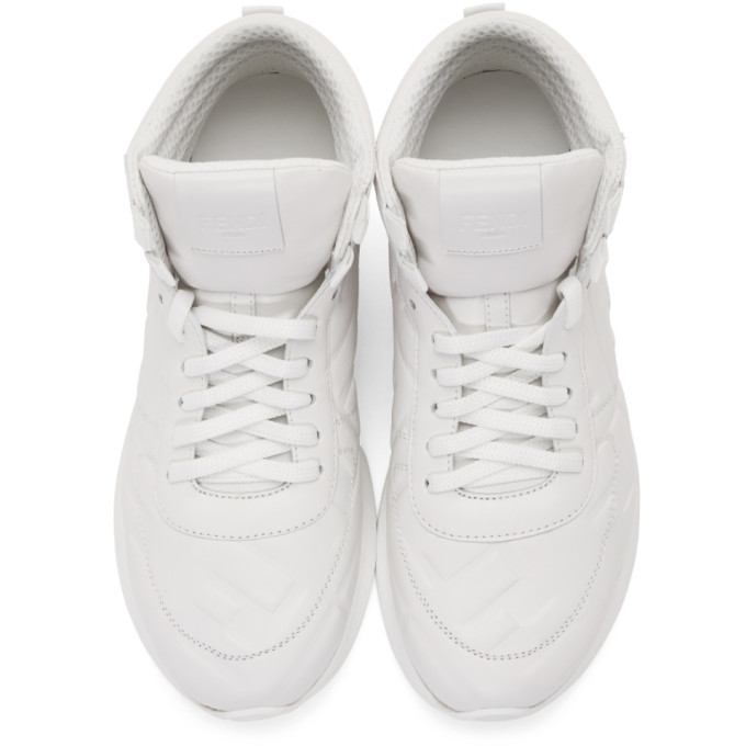 Fendi White Nappa Forever Fendi High-Top Sneakers Fendi
