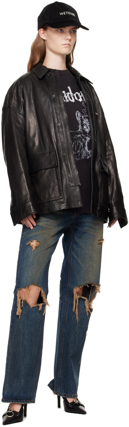 We11done Black Padded Leather Jacket We11done