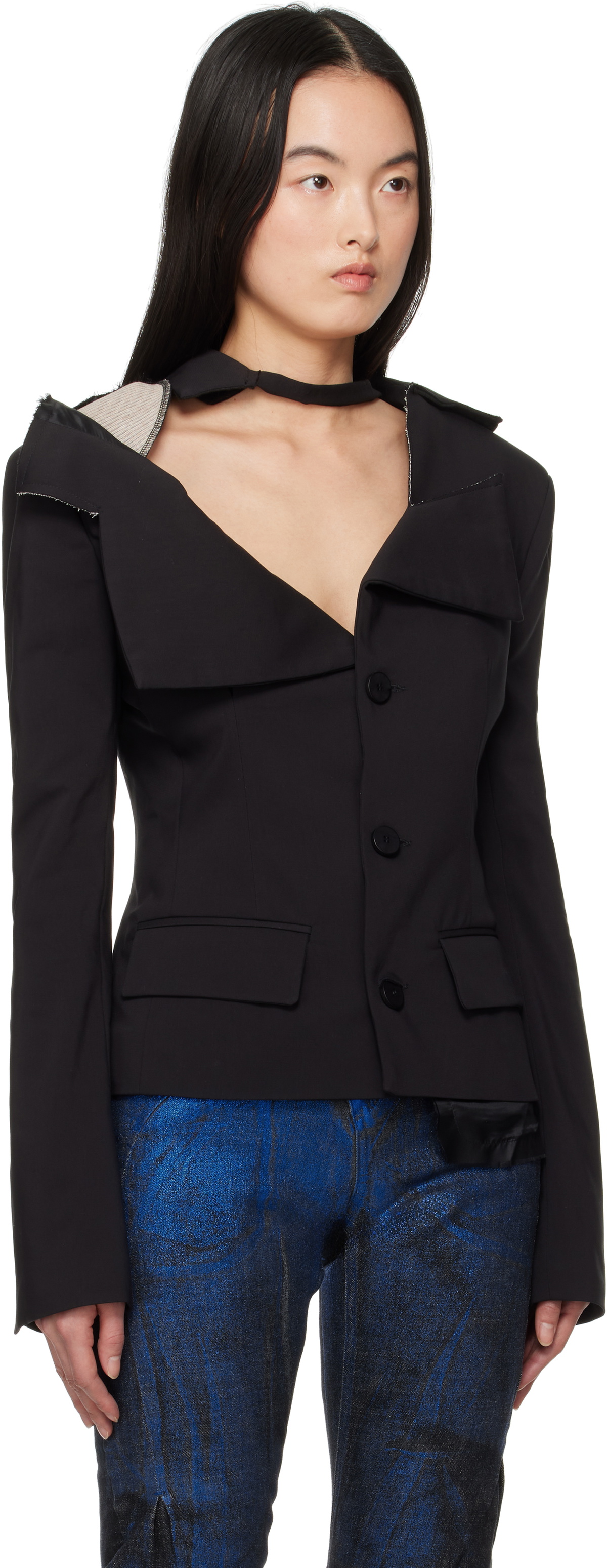 Ottolinger Black Off-Shoulder Blazer Ottolinger