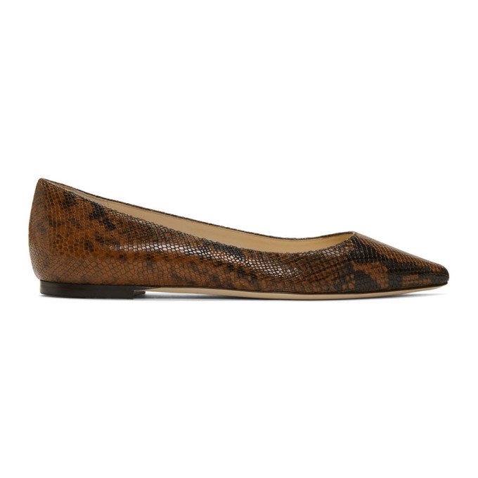 Jimmy Choo Brown Snake Romy Flat Loafers Jimmy Choo