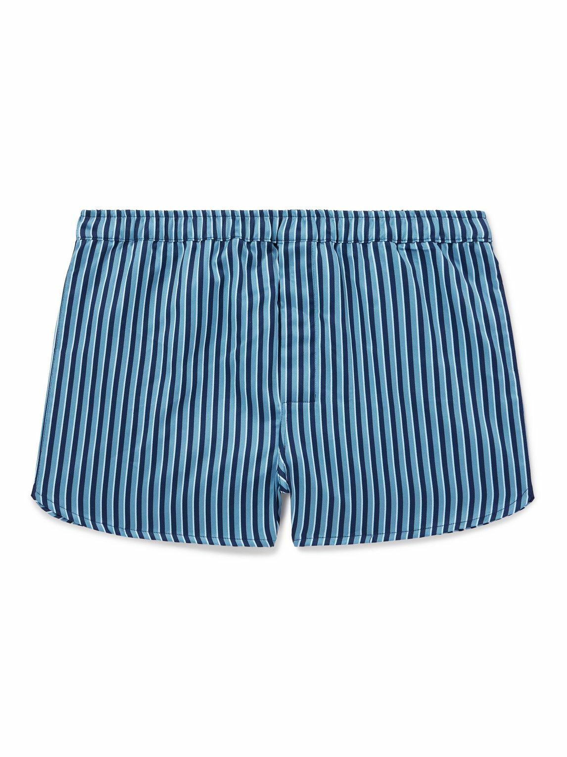 Derek Rose - Wellington Striped Cotton Boxer Shorts - Blue Derek Rose