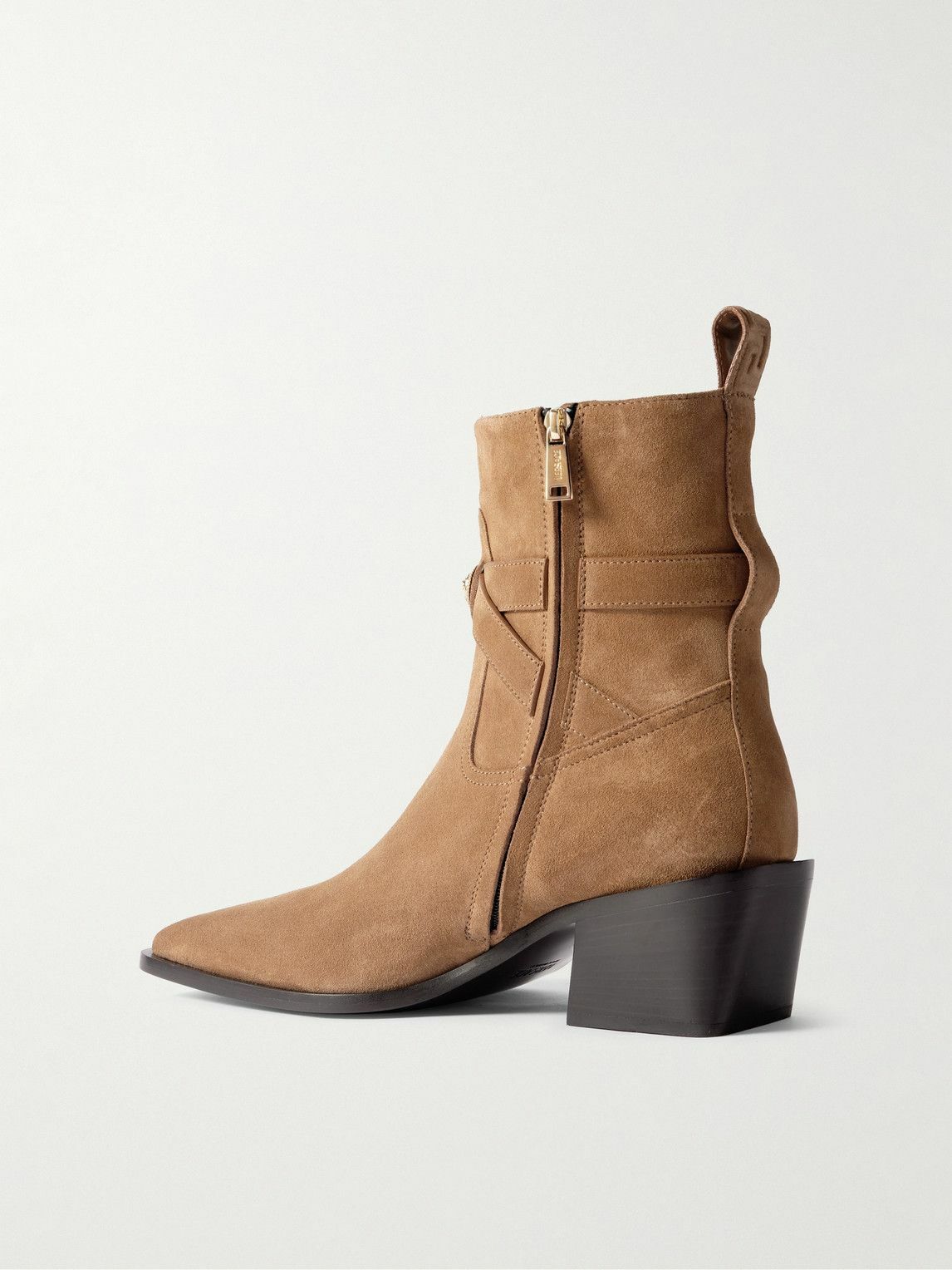 Versace - Angelo Embellished Suede Boots - Brown Versace