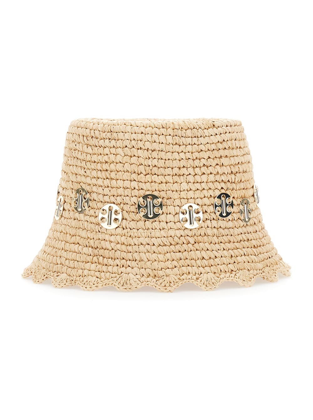 Paco Rabanne autres Beige Hat With Metallic Embellishments In Raphia ...