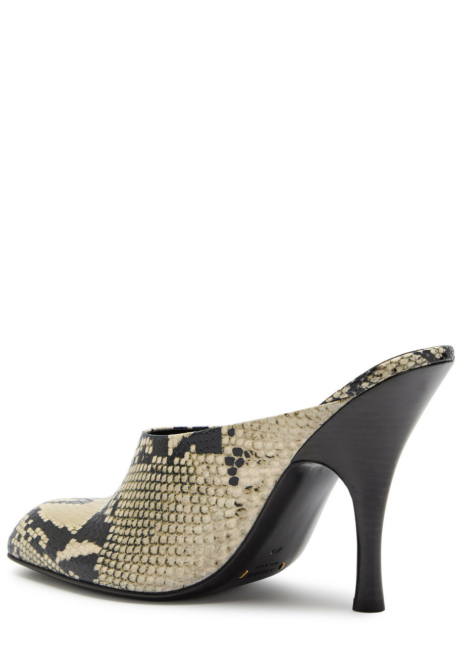 Khaite Colt 100 Python-effect Leather Mules Beige Khaite