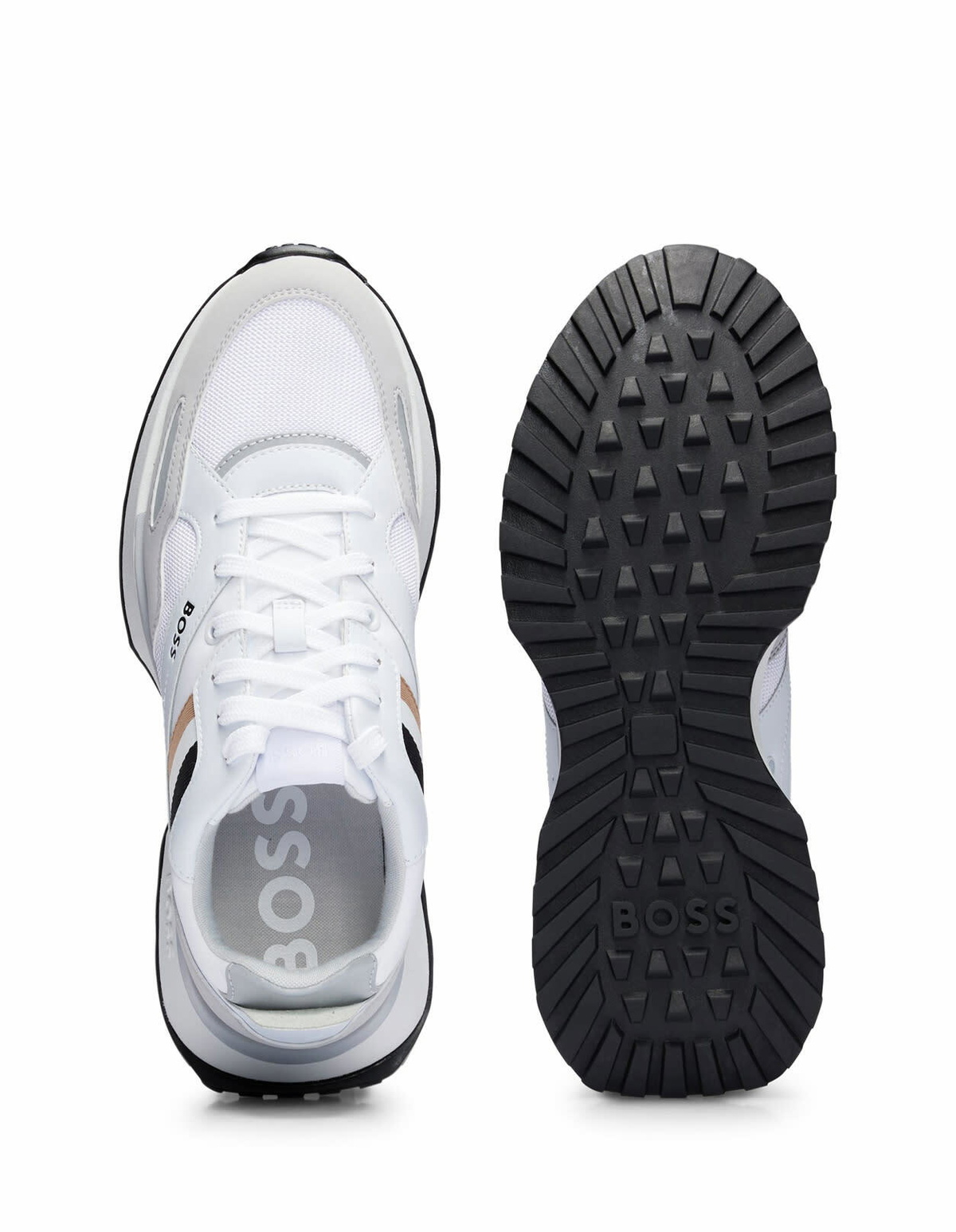 Hugo Boss White Runner Style Hybrid Sneakers With Eva Rubber Sole Hugo Boss