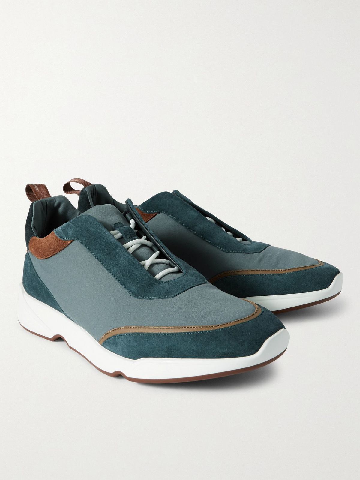 Loro Piana - Modular Walk Leather-Trimmed Canvas and Suede Sneakers ...