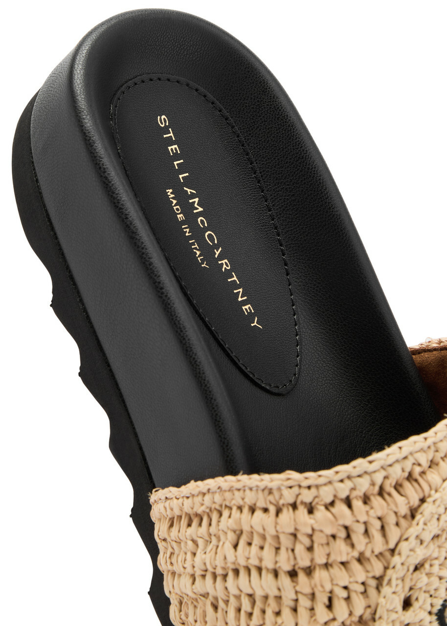 Stella Mccartney Elyse Logo Raffia and Rubber Sliders Natural Stella ...