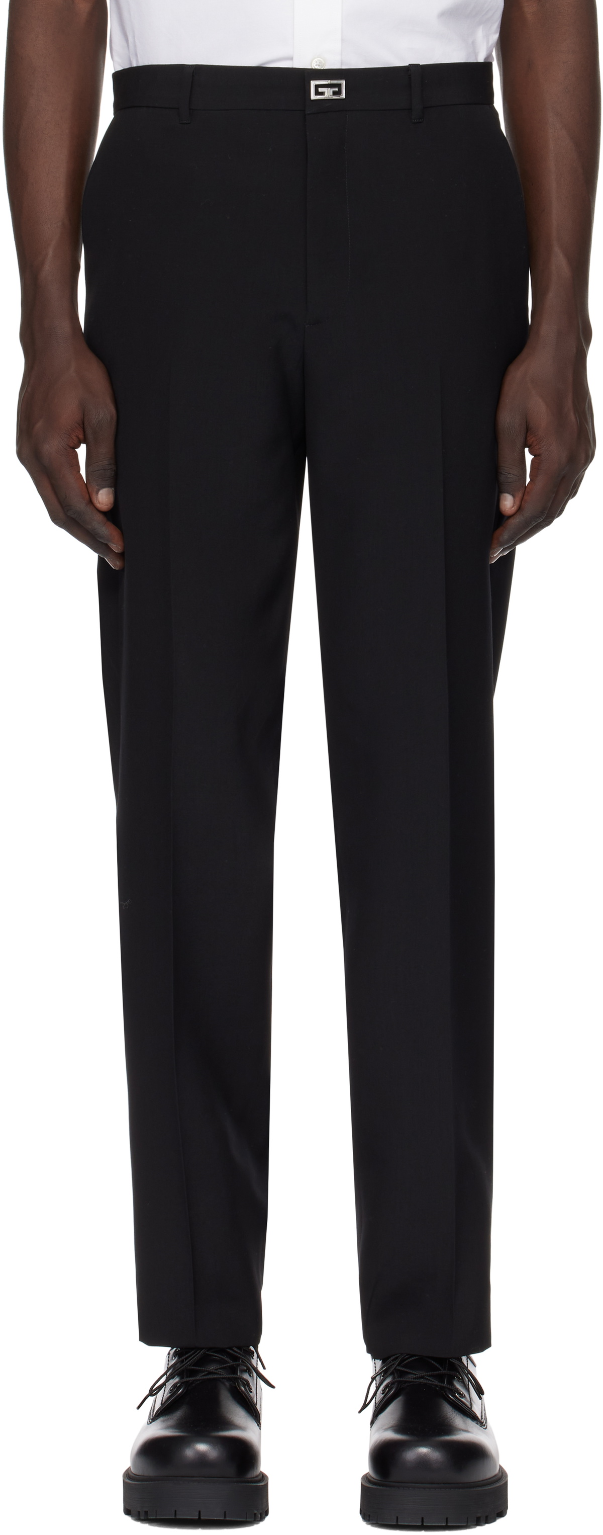 Givenchy Black Slim Fit Tailored 2G Clip Trousers Givenchy