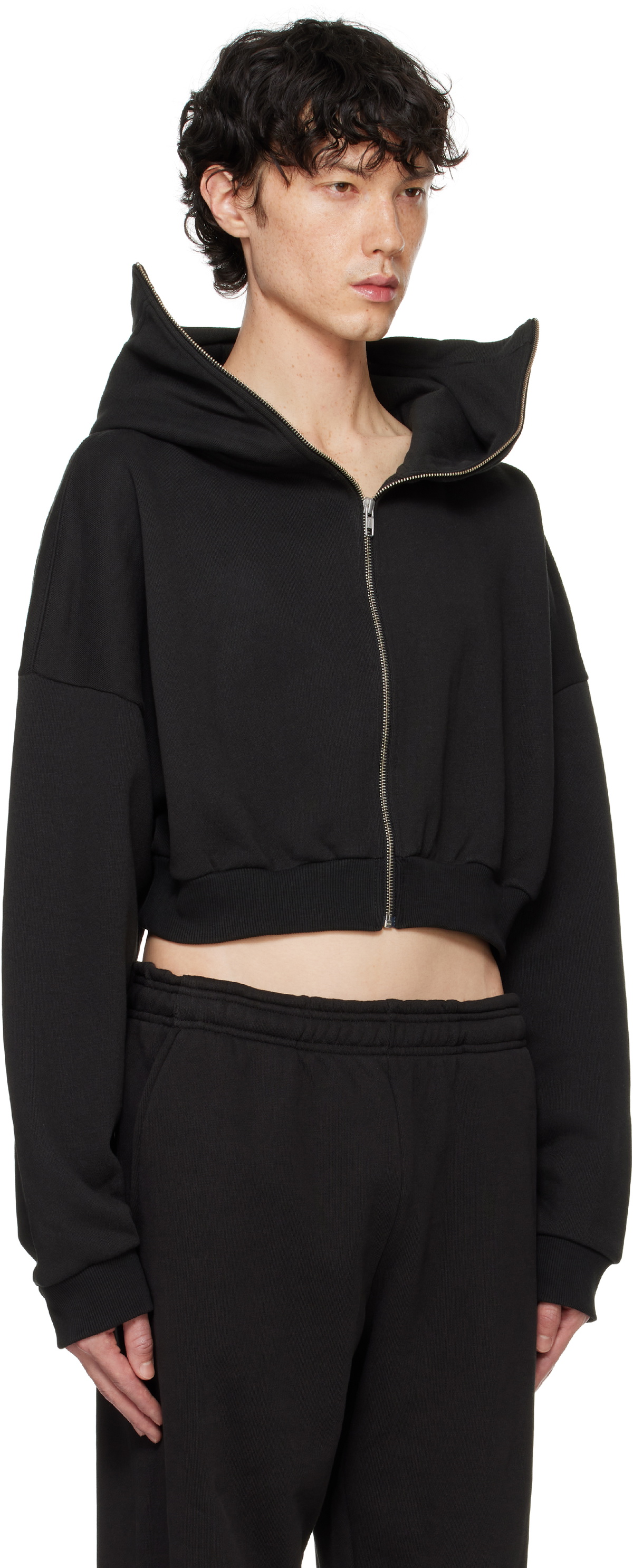 Entire Studios Black Cropped Full Zip Hoodie Entire Studios