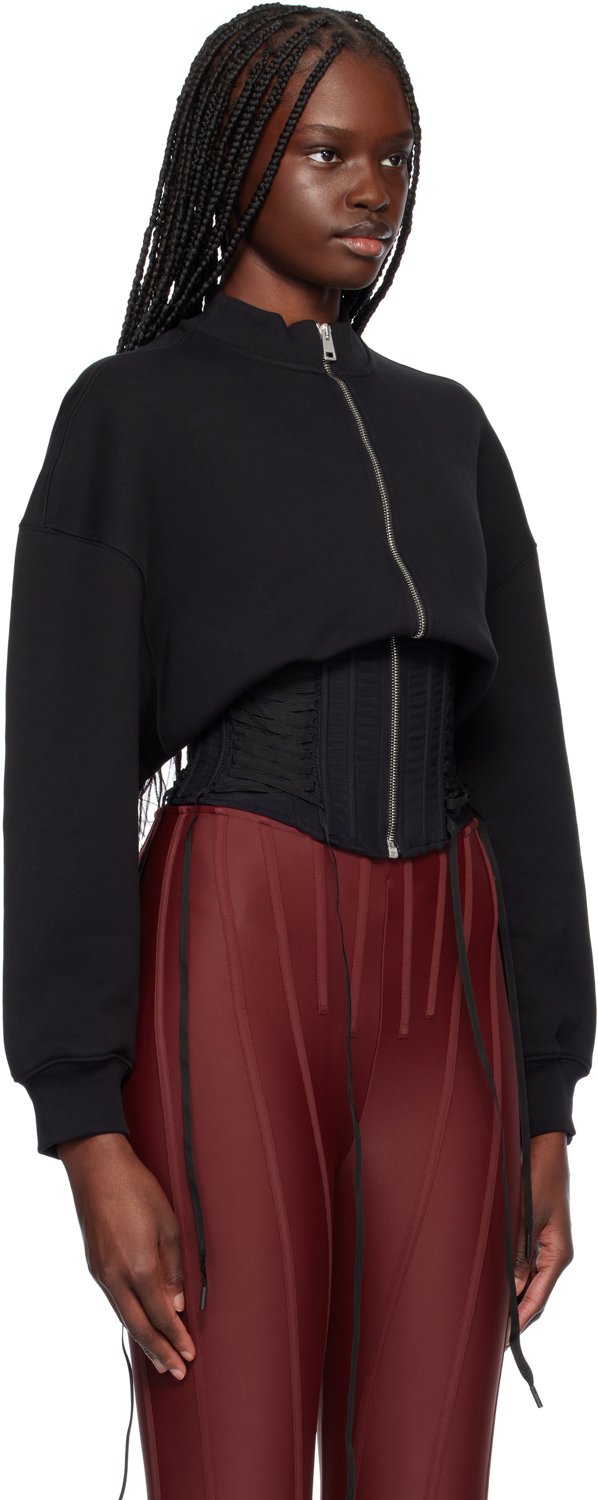 Mugler Black Laced Corset Track Jacket Mugler