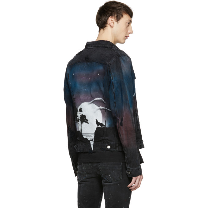 Amiri Black Denim Airbrush Trucker Jacket Amiri