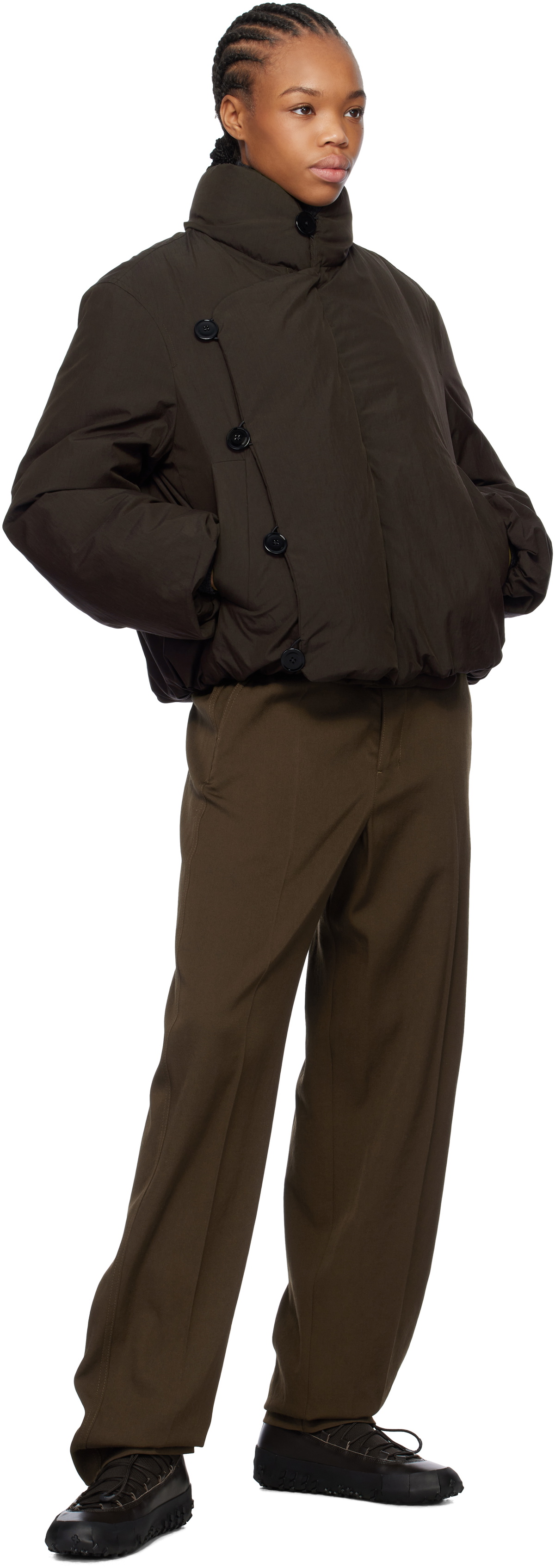 LEMAIRE Brown Short Puffer Down Jacket Lemaire