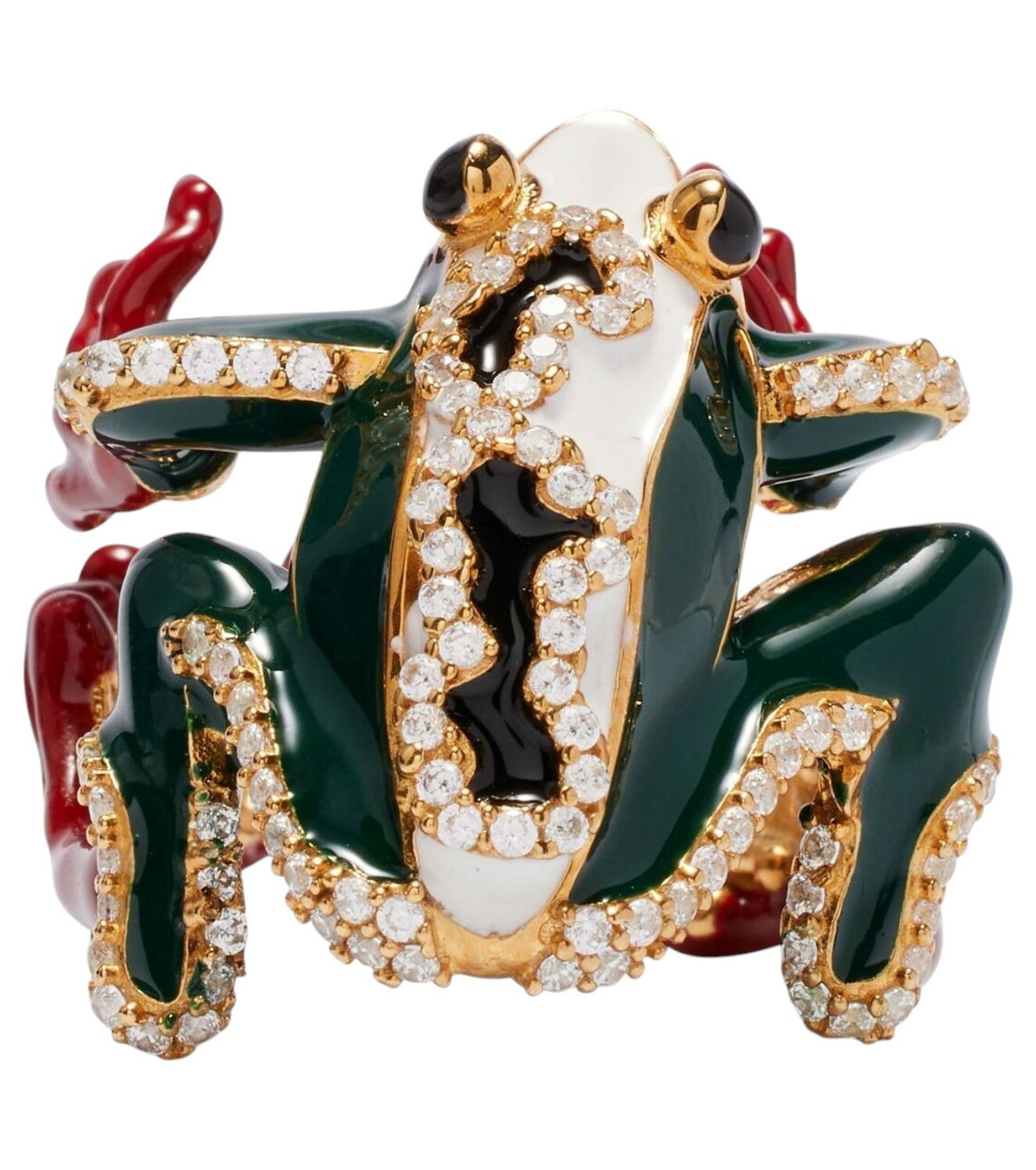 Bottega Veneta Rana embellished 18kt gold-plated sterling silver ring ...