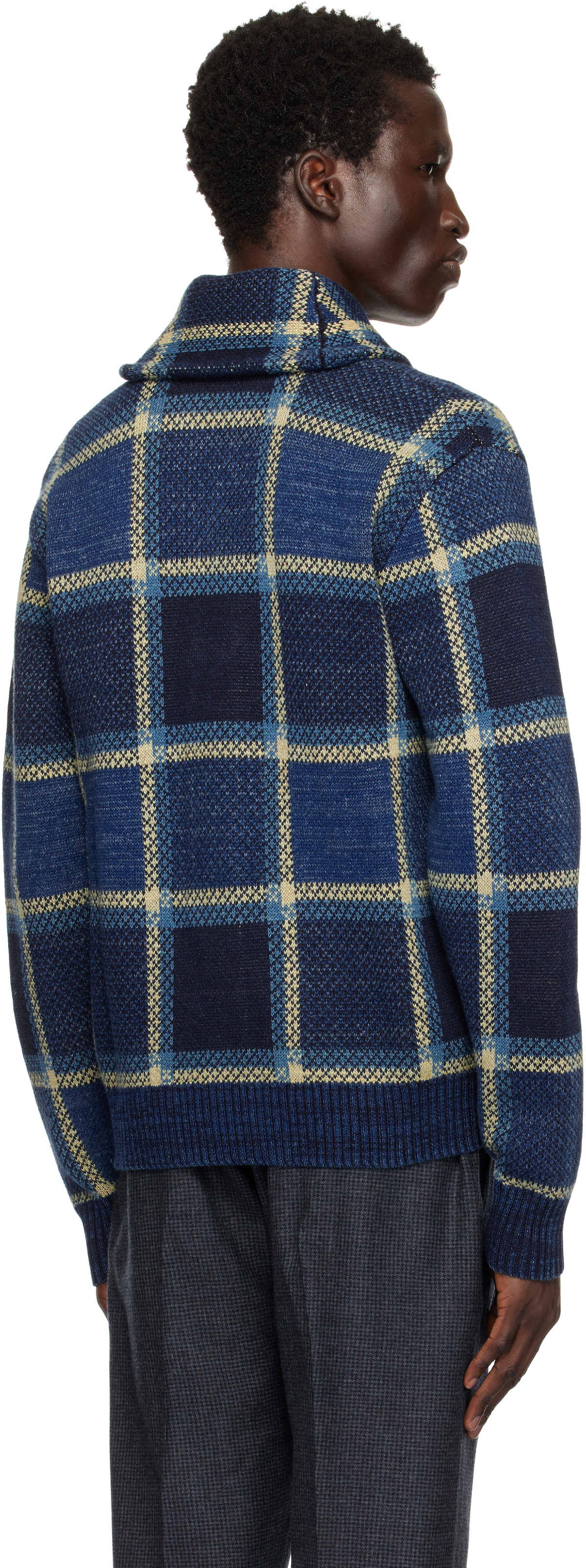 RRL Blue Plaid Cardigan RRL