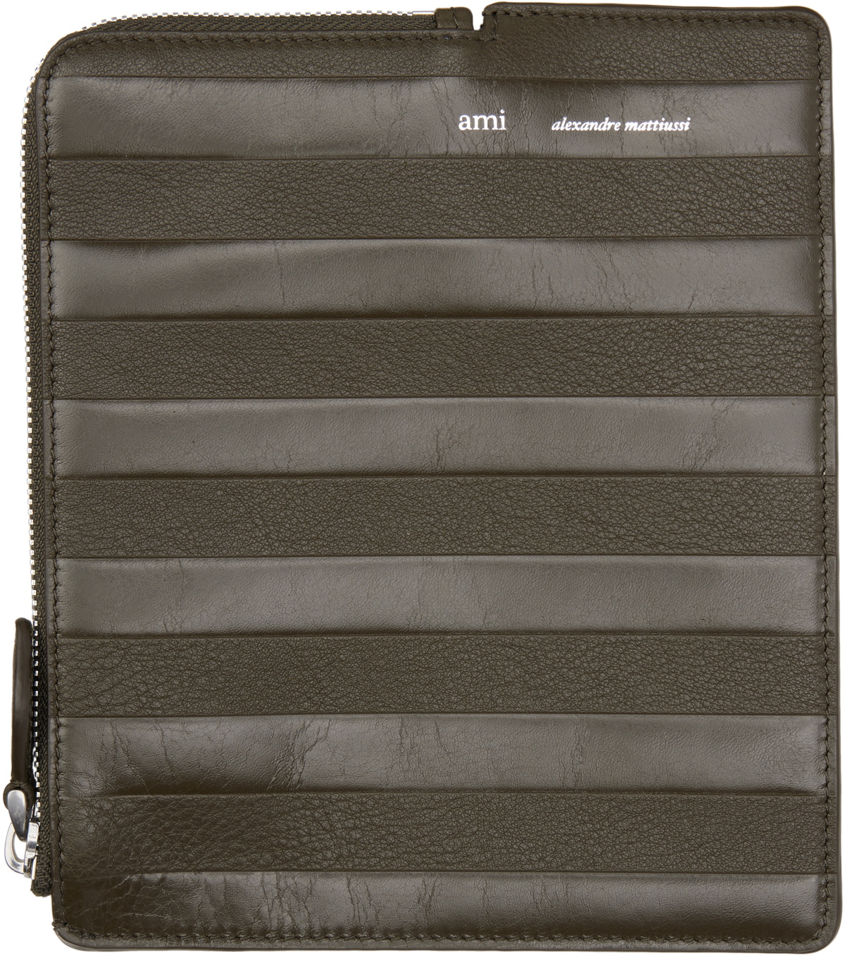 AMI Paris Khaki Leather Midi Wallet AMI