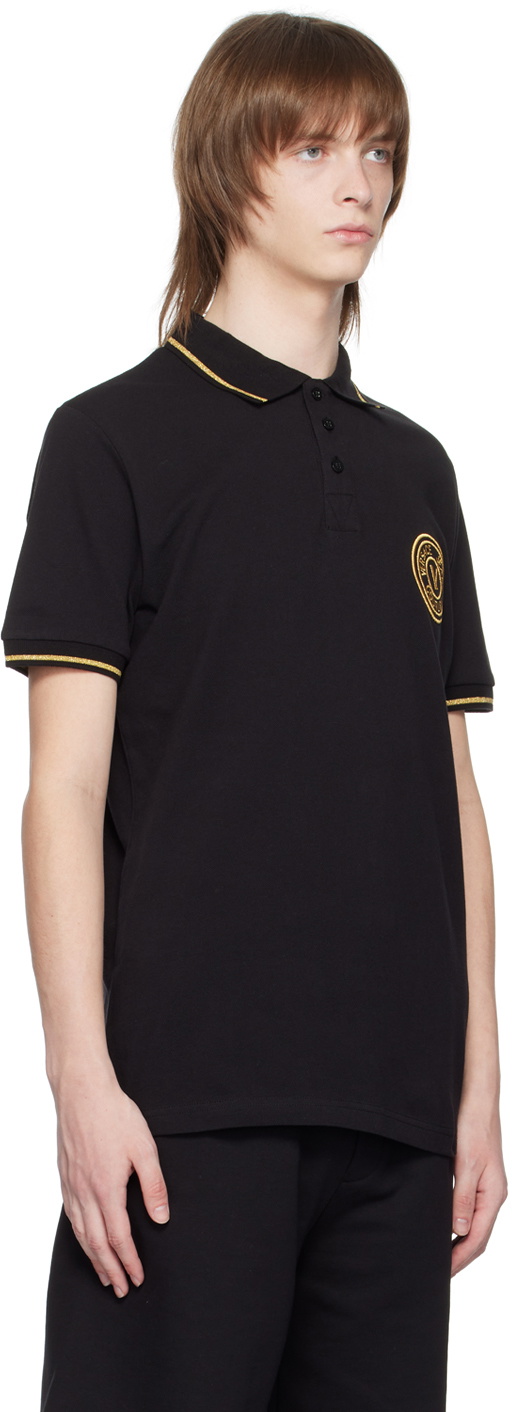 Versace Jeans Couture Black V-Emblem Polo Versace