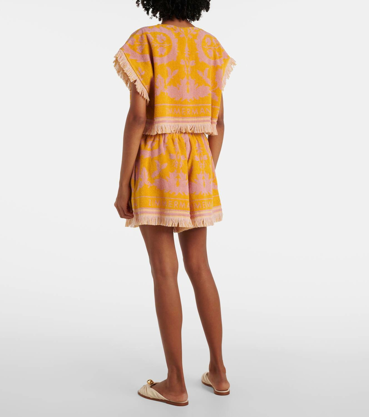 Zimmermann Wylie fringed cotton terry crop top Zimmermann