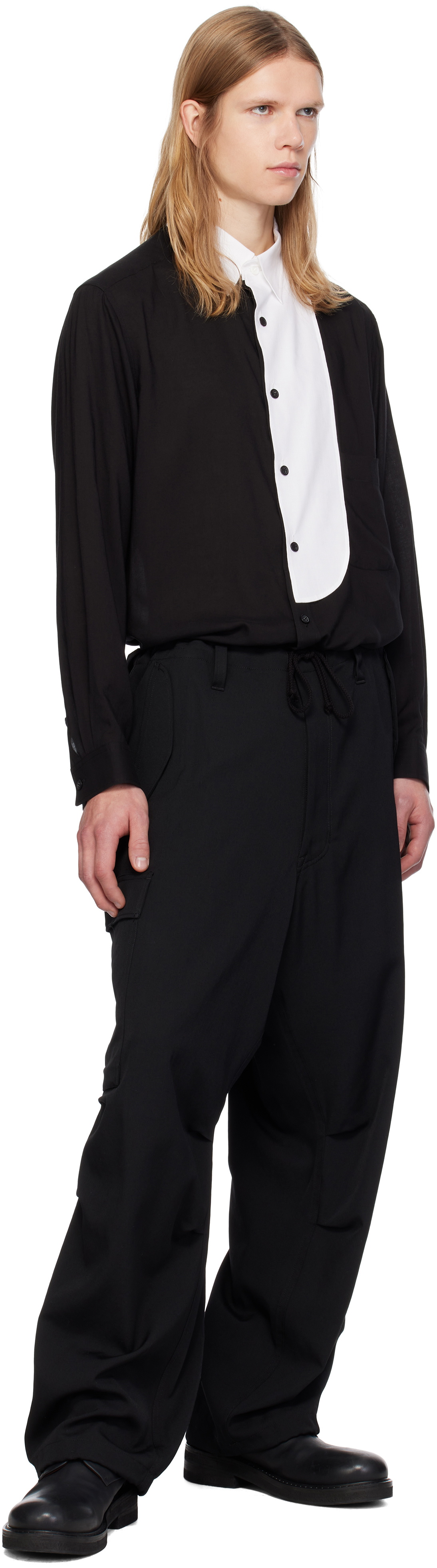 Y's For Men Black Front Patch Shirt Y's For Men