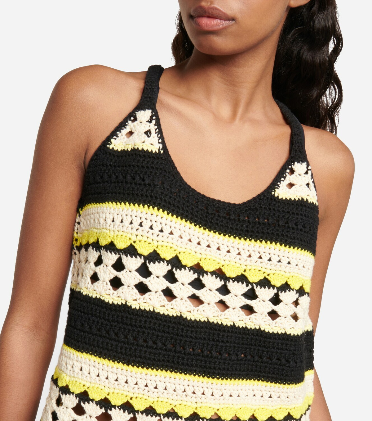 Ganni - Logo striped crochet minidress GANNI