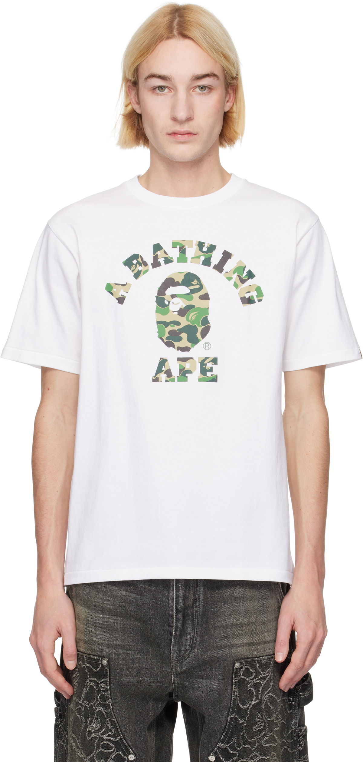 BAPE White ABC Camo College T-shirt A Bathing Ape