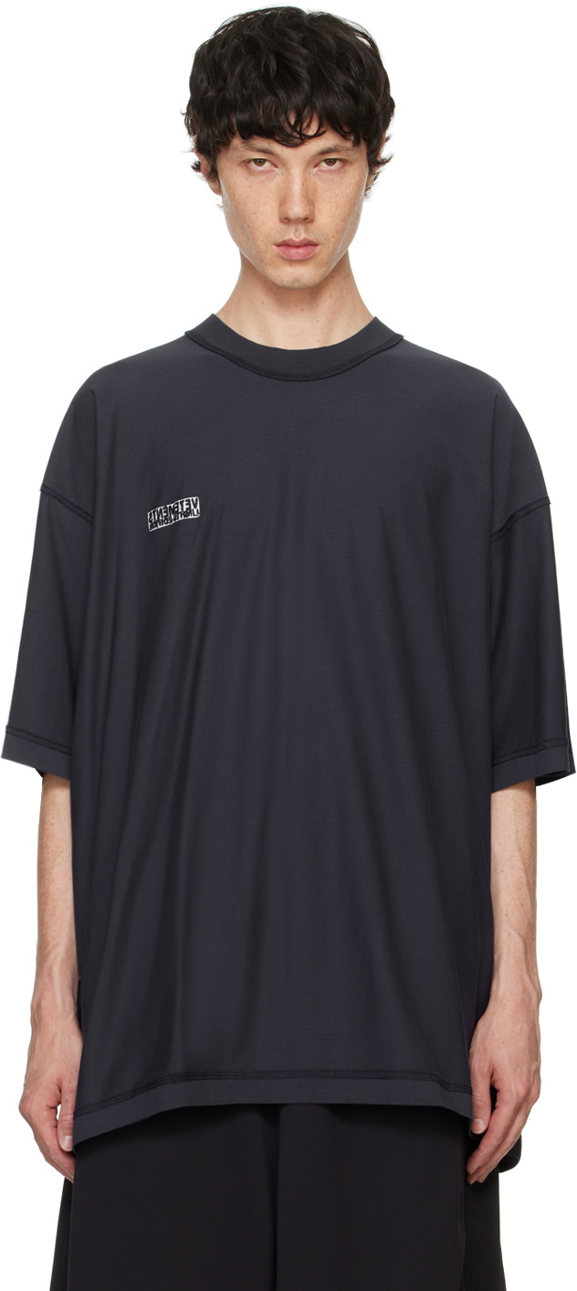 VETEMENTS Navy Inside Out Label T-Shirt Vetements