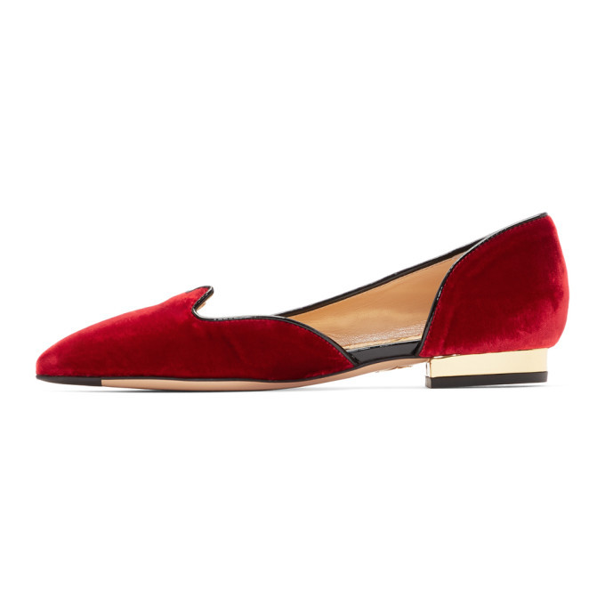 Charlotte Olympia Red Velvet Feline DOrsay Flats Charlotte Olympia