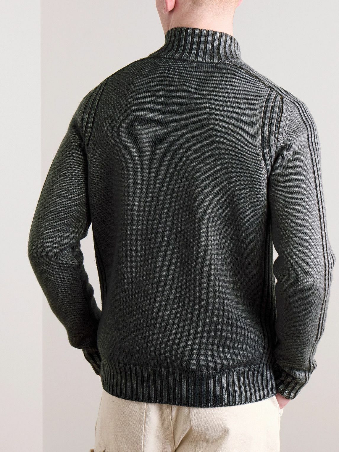 Belstaff - Watch Logo-Appliquéd Ribbed Merino Wool Zip-Up Cardigan ...