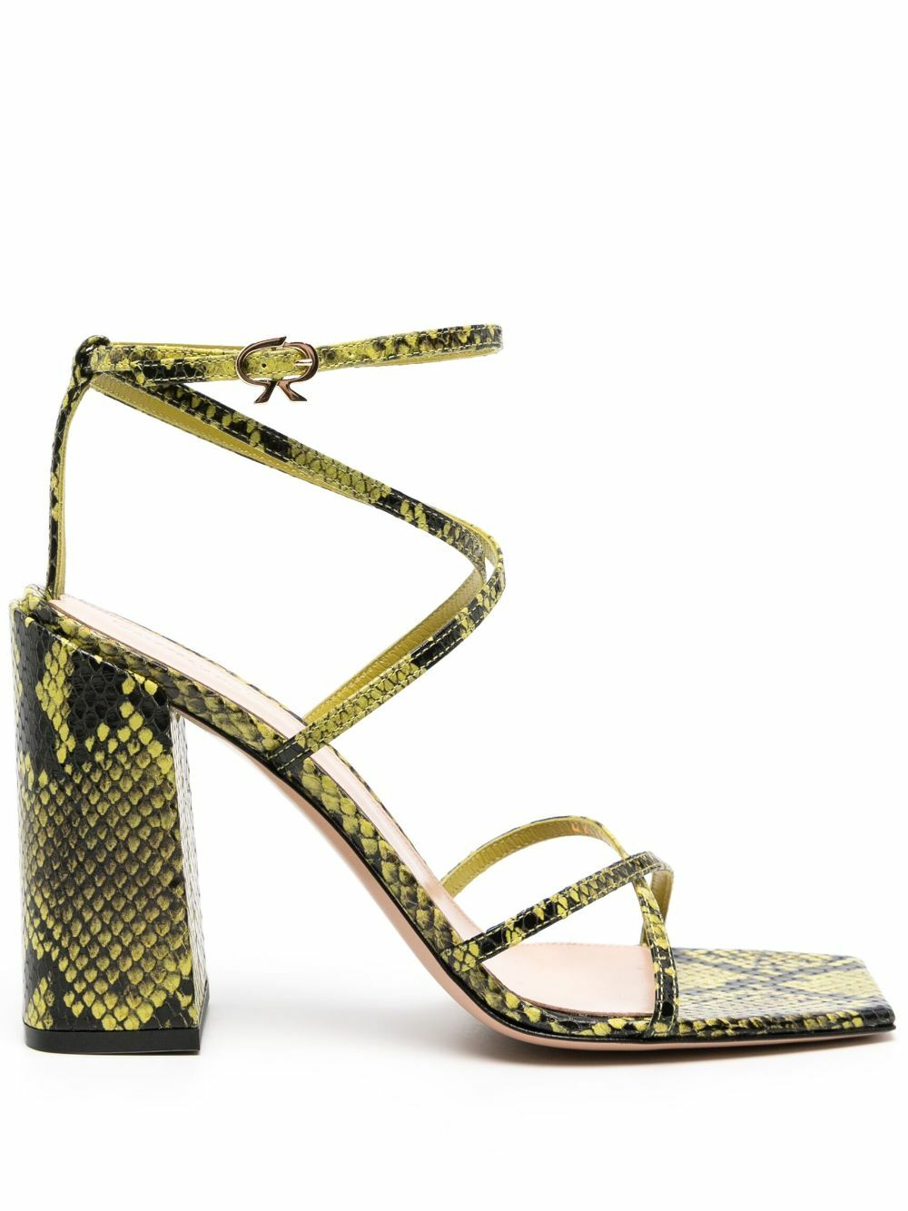 Gianvito Rossi Green 95mm Snake-Effect Sandals Gianvito Rossi