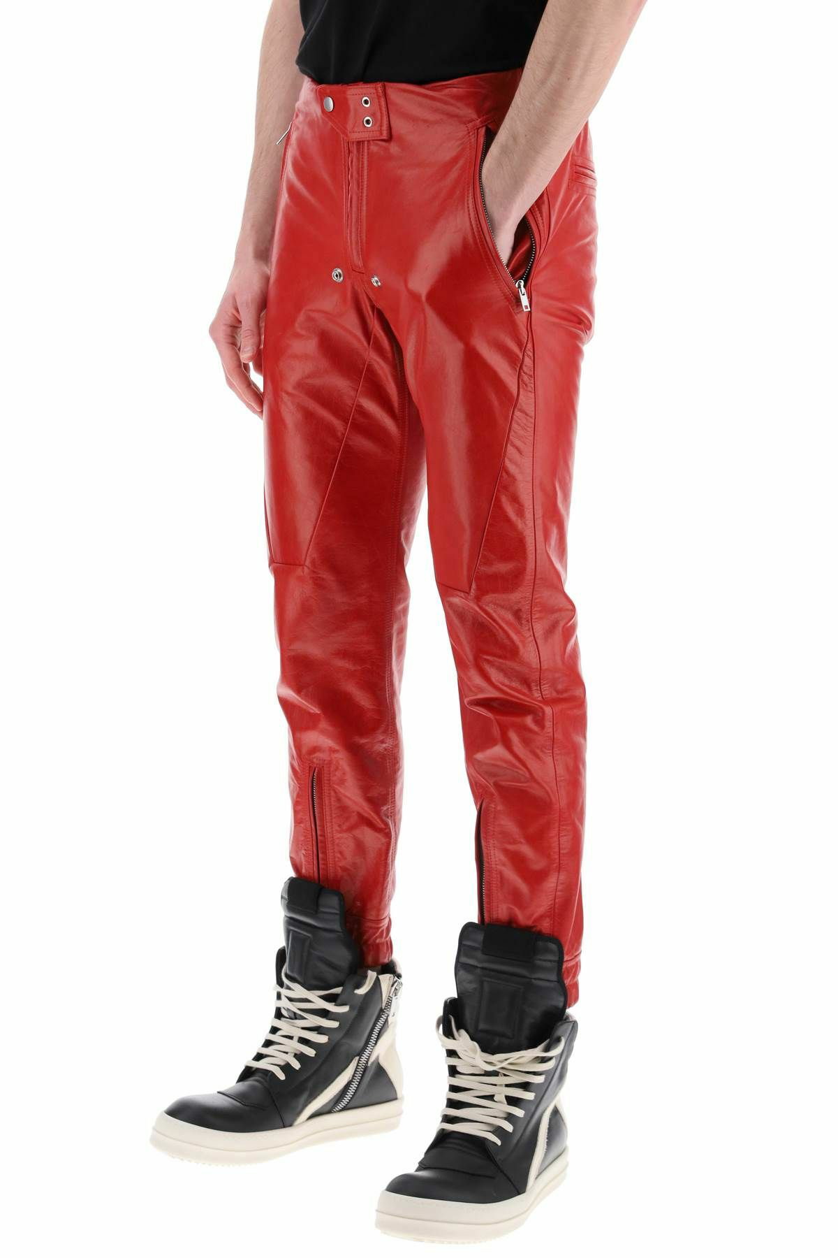 RICK OWENS luxor leather pants for men Red Rick Owens