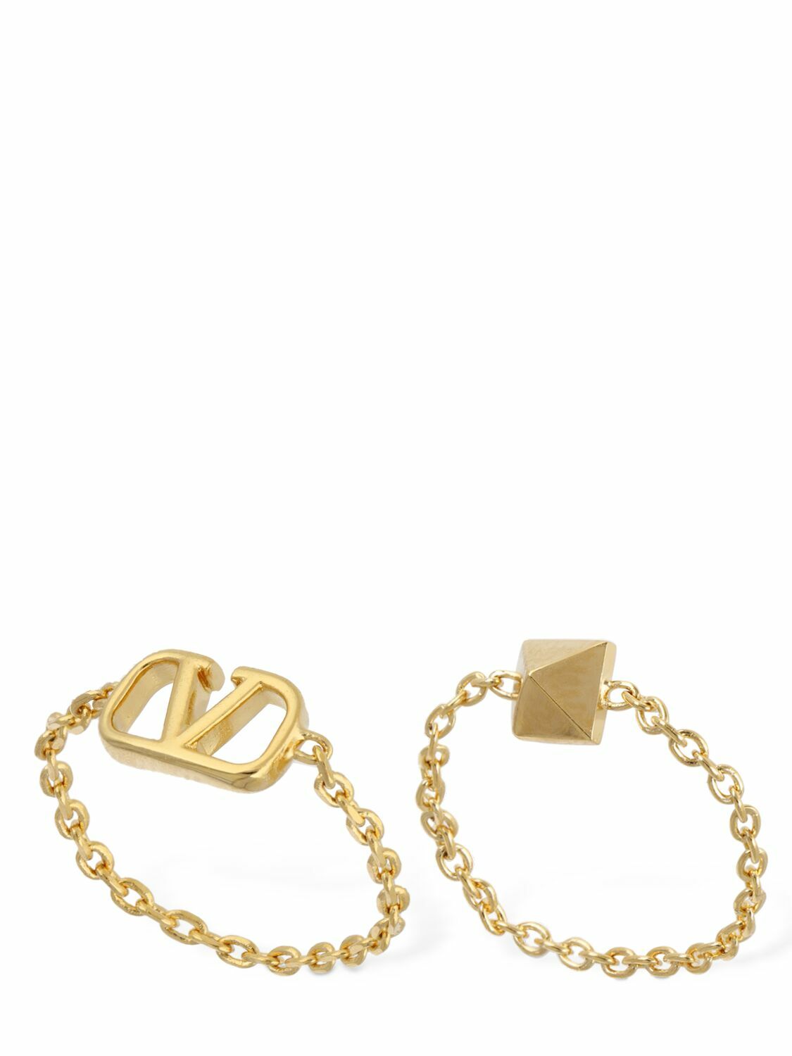 VALENTINO GARAVANI - Set Of 2 Mini V Logo Signature Rings Valentino ...