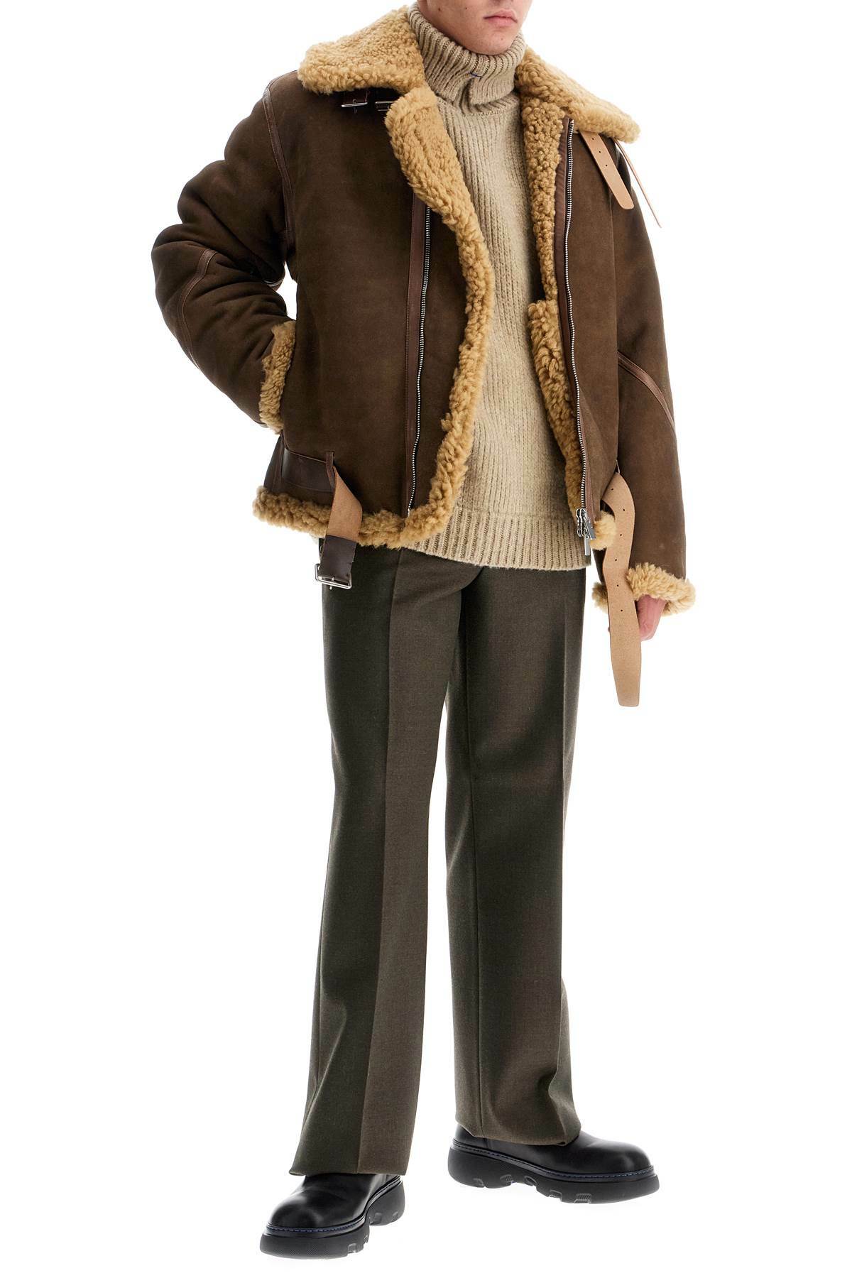 BURBERRY shearling aviator jacket for Brown Burberry