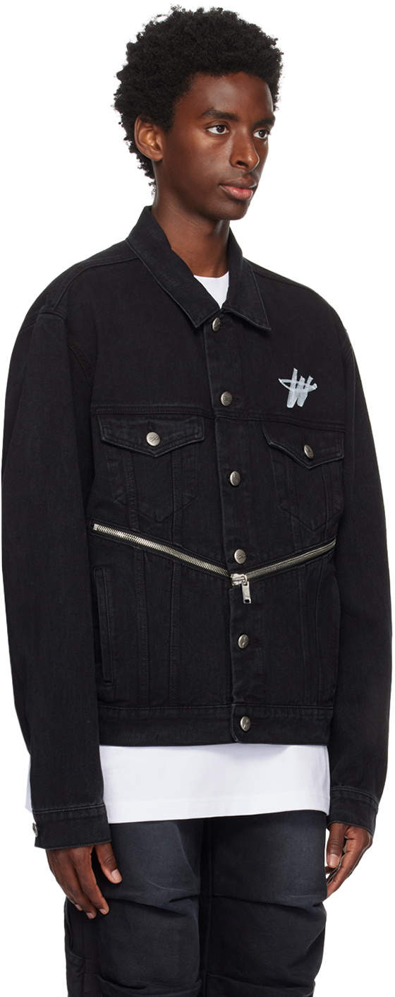 We11done Black Zip Denim Jacket We11done