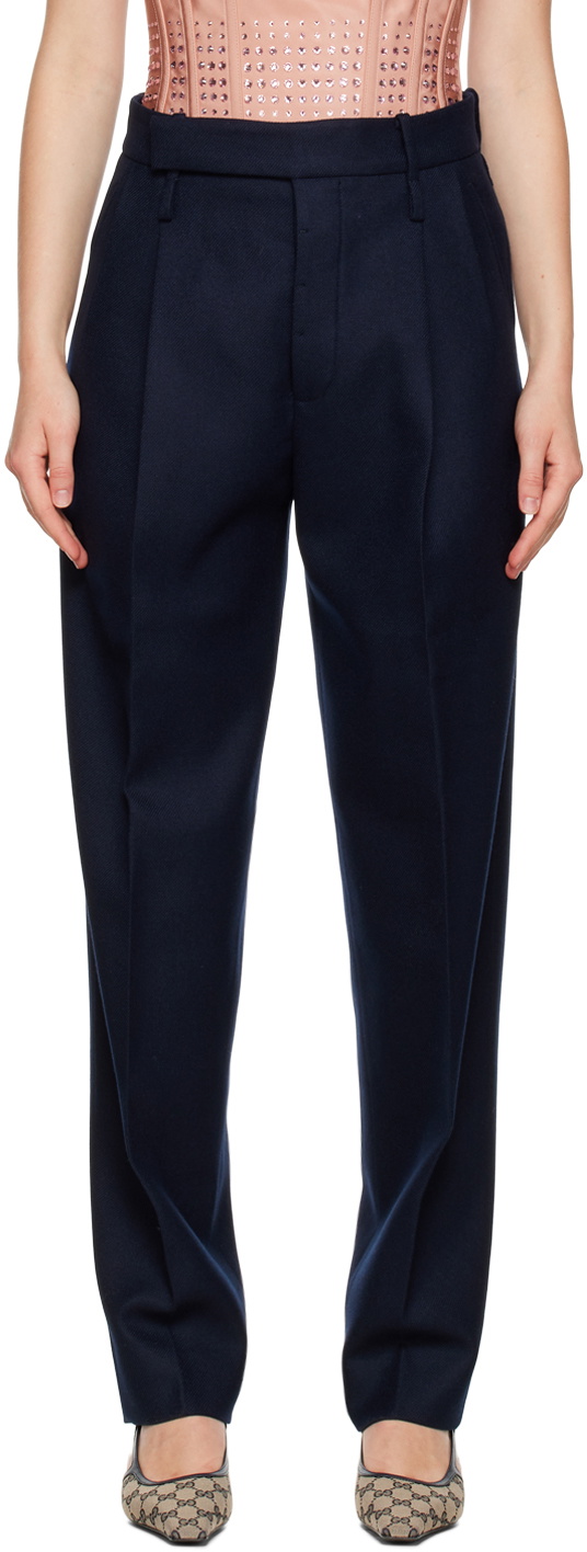 Gucci Navy Pleated Trousers Gucci