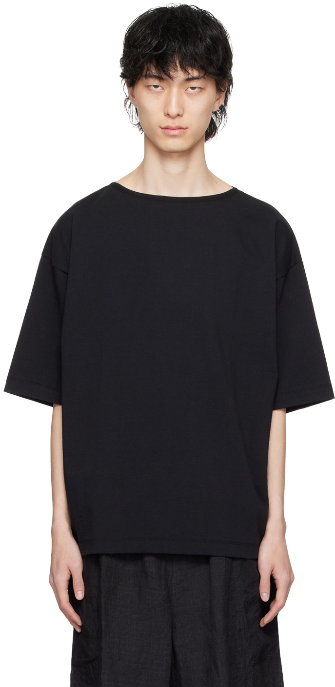 YLÈVE Black Dropped Shoulder T-Shirt YLÈVE