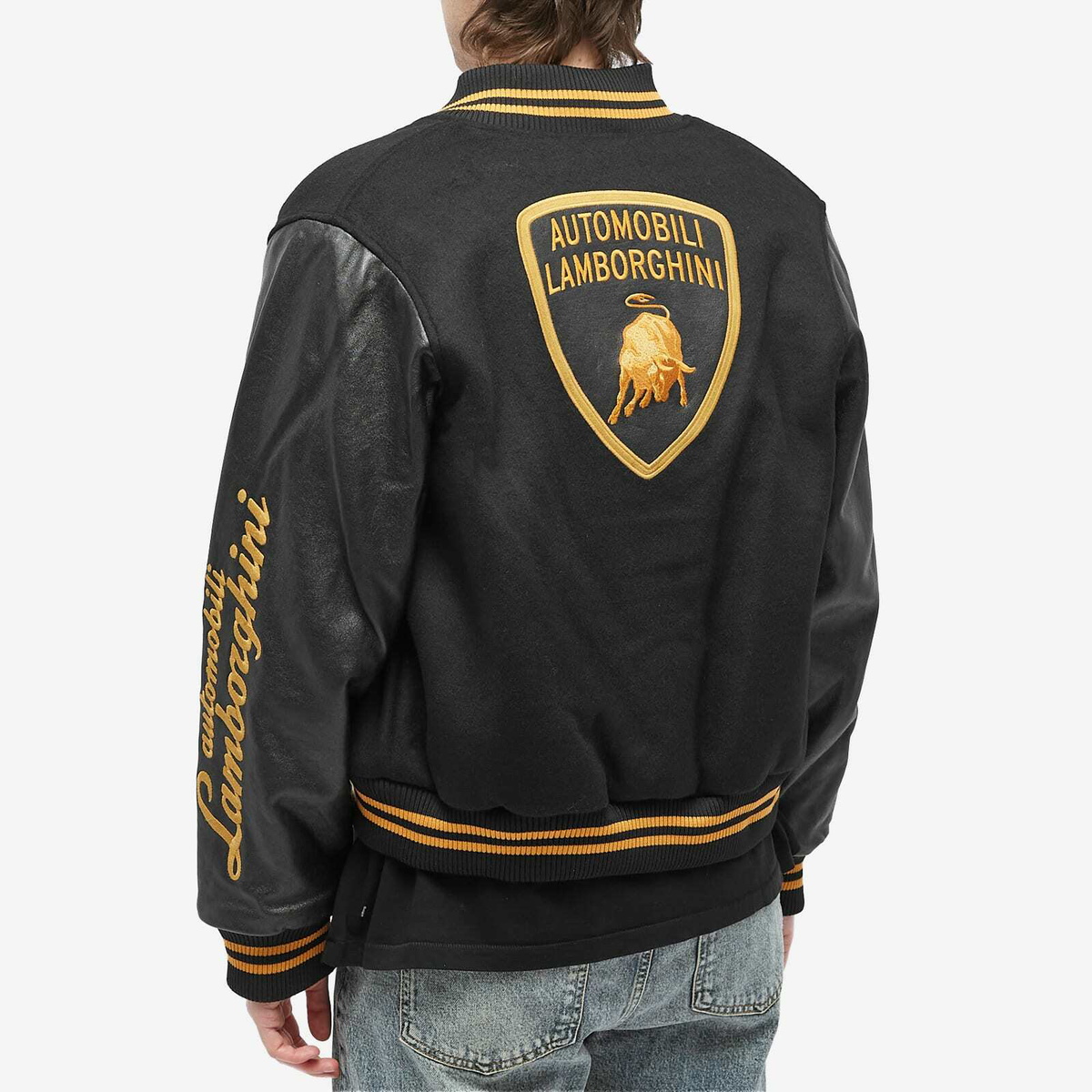 Rhude Men's Atten Varsity Jacket in Grey/Yellow Rhude
