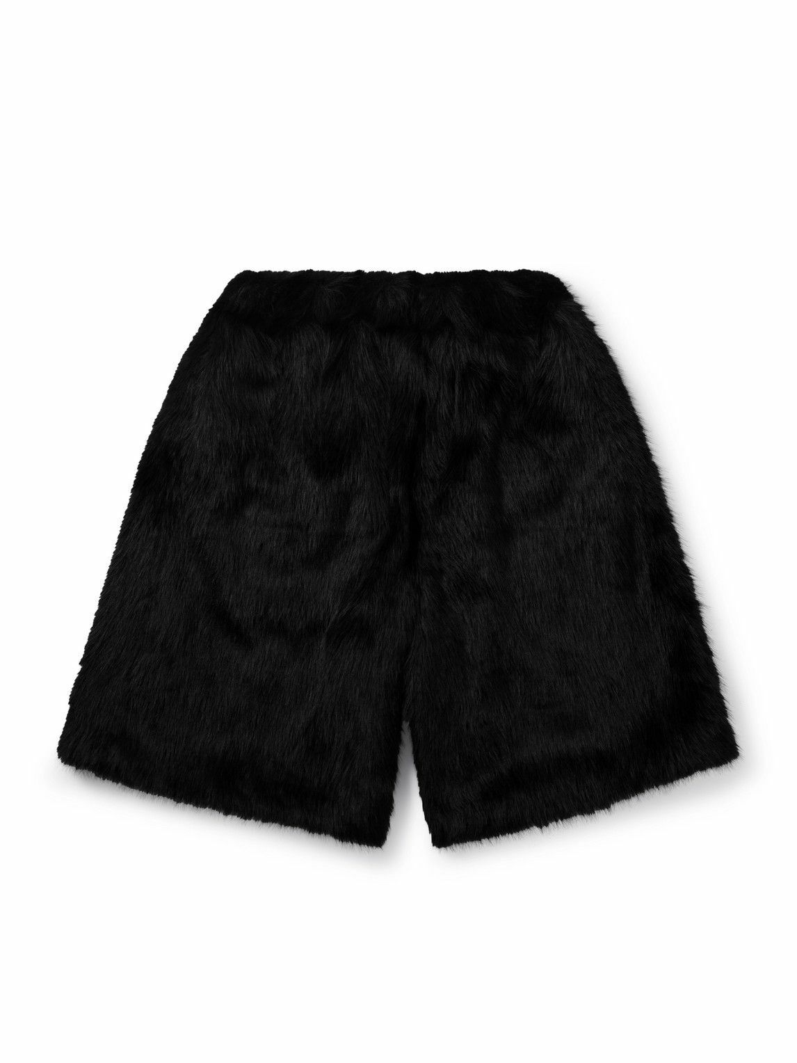 Simone Rocha - Wide-Leg Faux Fur Shorts - Black Simone Rocha