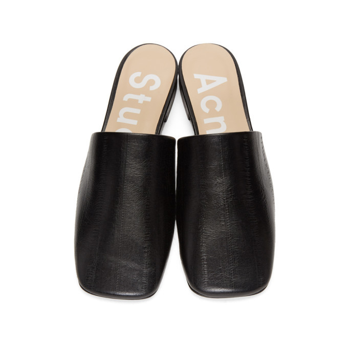 Acne Studios Black Tessey Slippers Acne Studios