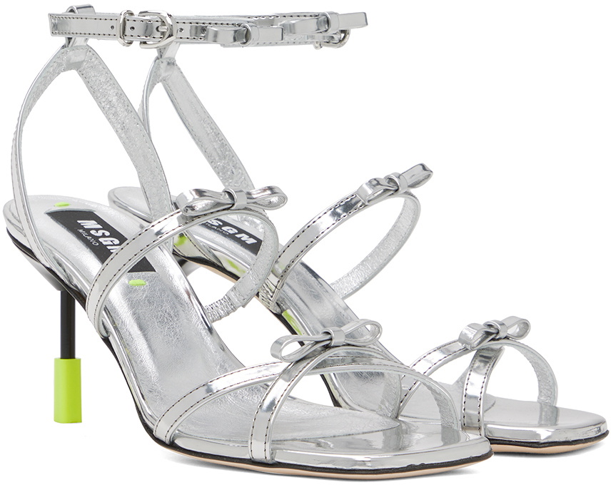 MSGM Silver Bow Heels MSGM