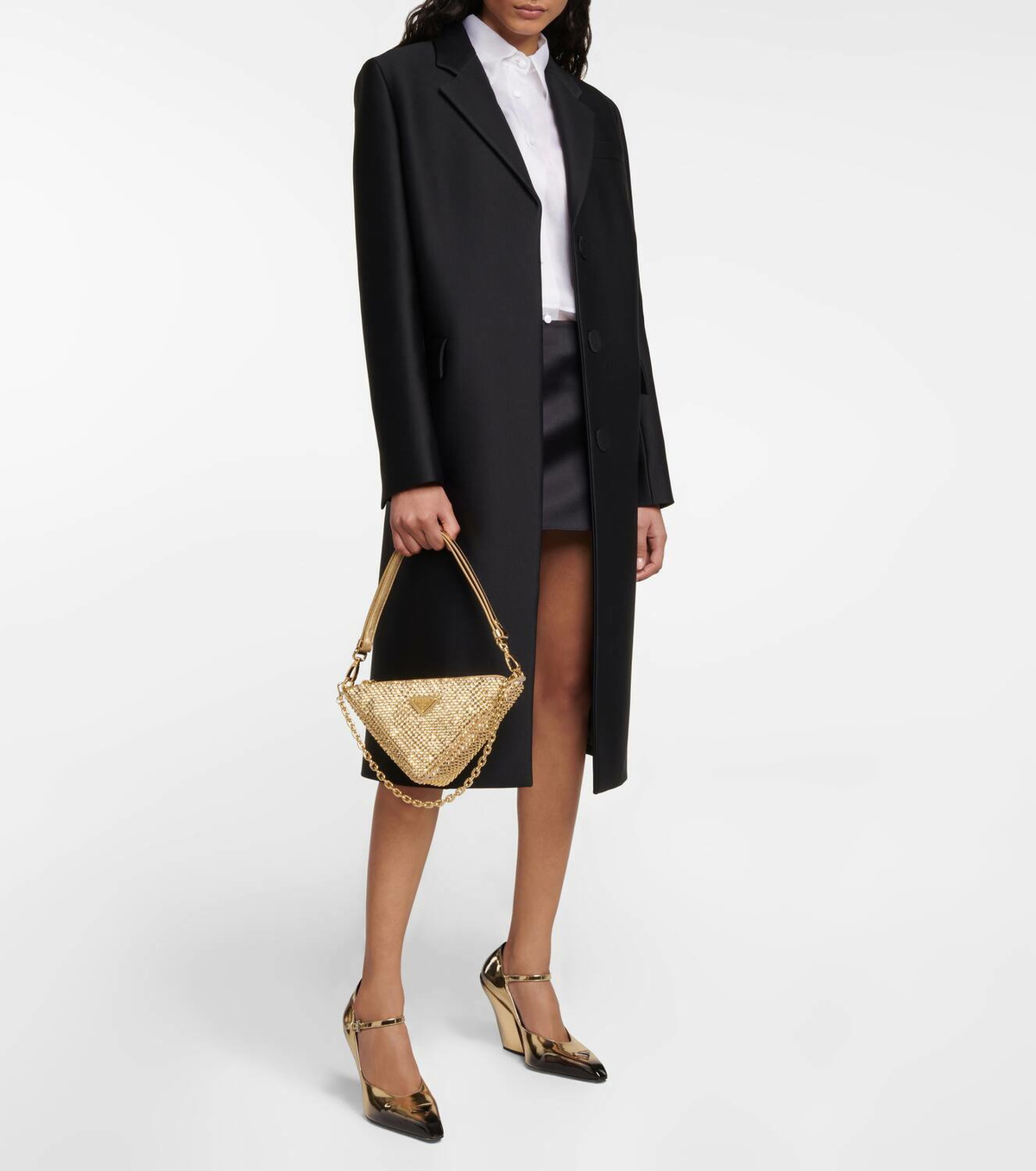 Prada Triangle Mini embellished satin shoulder bag Prada