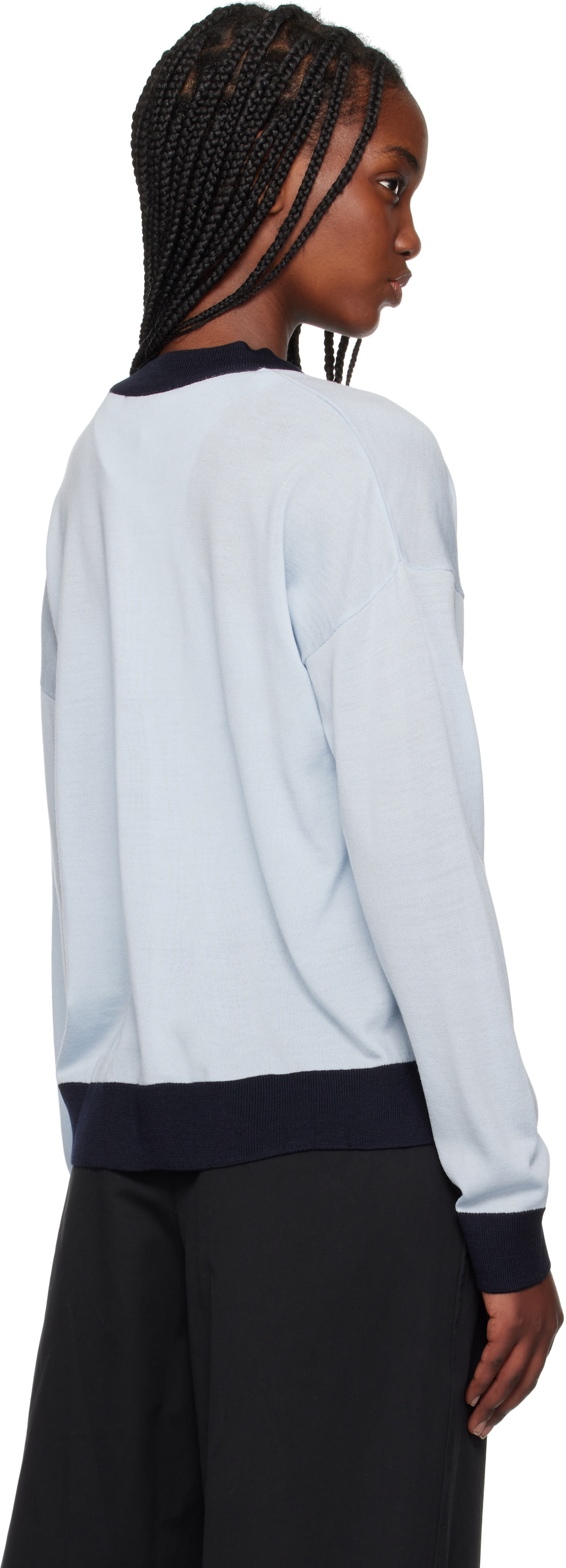 Maison Kitsuné Blue Baby Fox Patch Bi-Color Comfort Cardigan Maison Kitsune