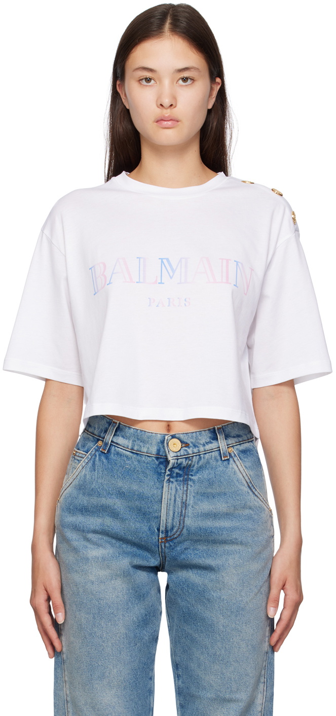 Balmain White Gradient T-Shirt Balmain