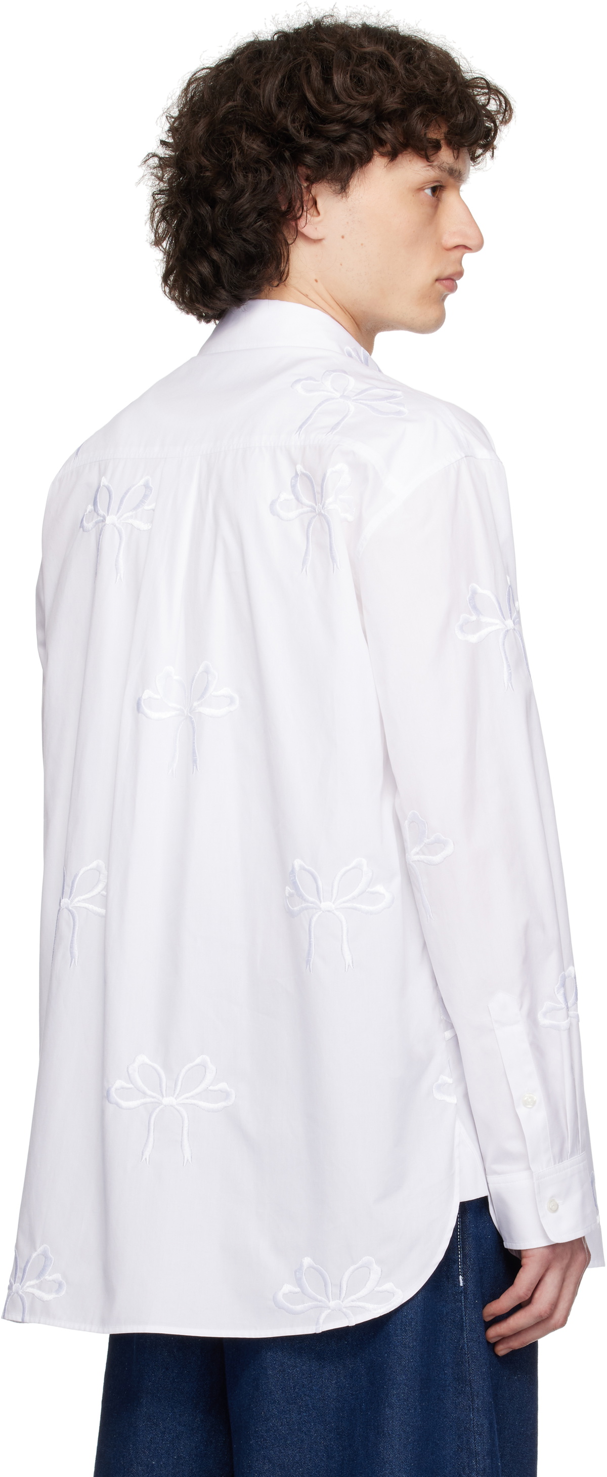 Simone Rocha White Cotton Bow Easy Shirt Simone Rocha