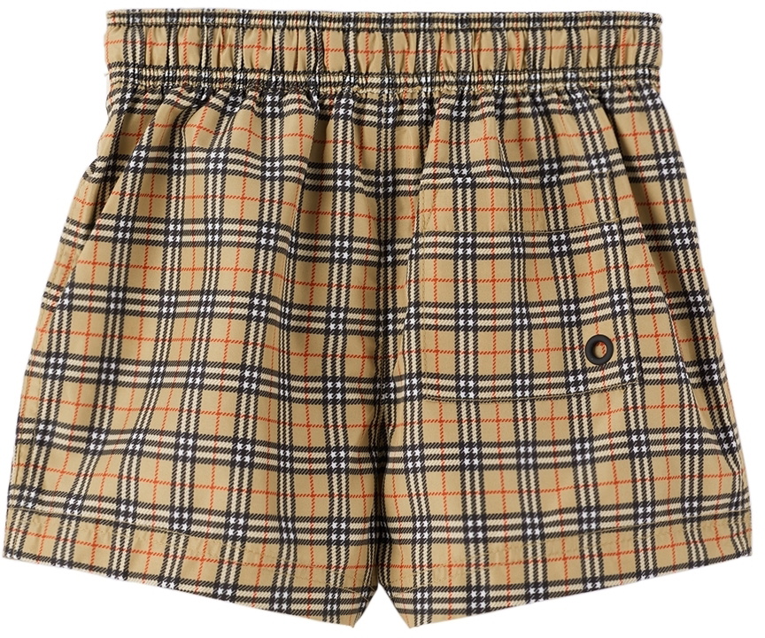 Burberry Baby Beige Check Swim Shorts Burberry