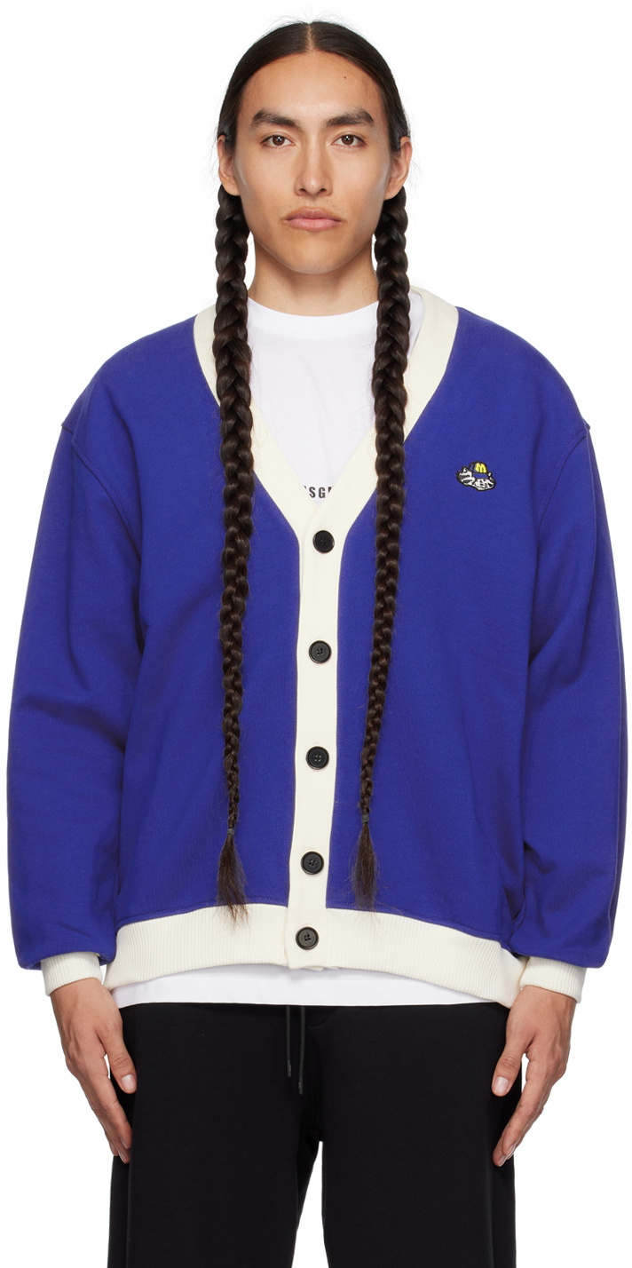 MSGM Blue Felted Cardigan MSGM