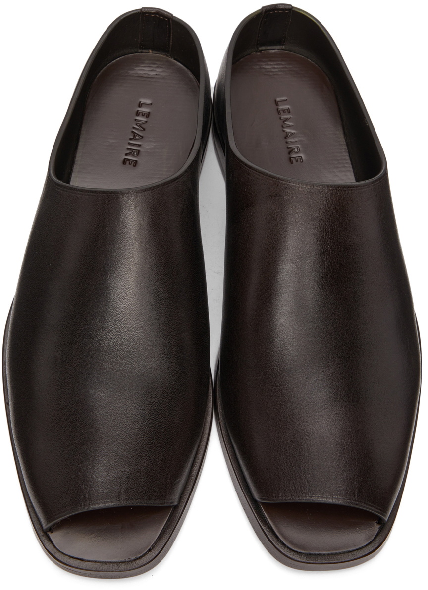 Lemaire Brown Leather Flat Mules Lemaire