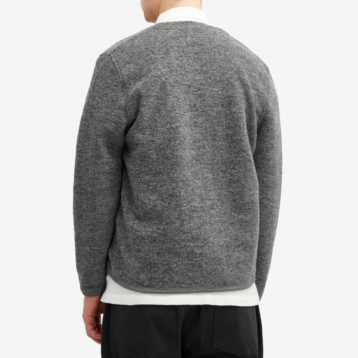 Universal Works Men's Wool Fleece Cardigan in Grey Marl Universal Works