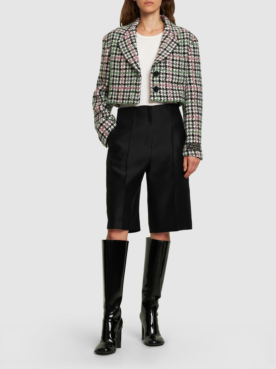 MSGM - Plaid Wool Blend Crop Jacket MSGM